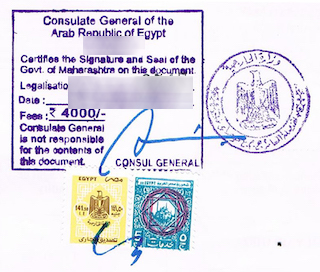 Egypt embassy legalization
